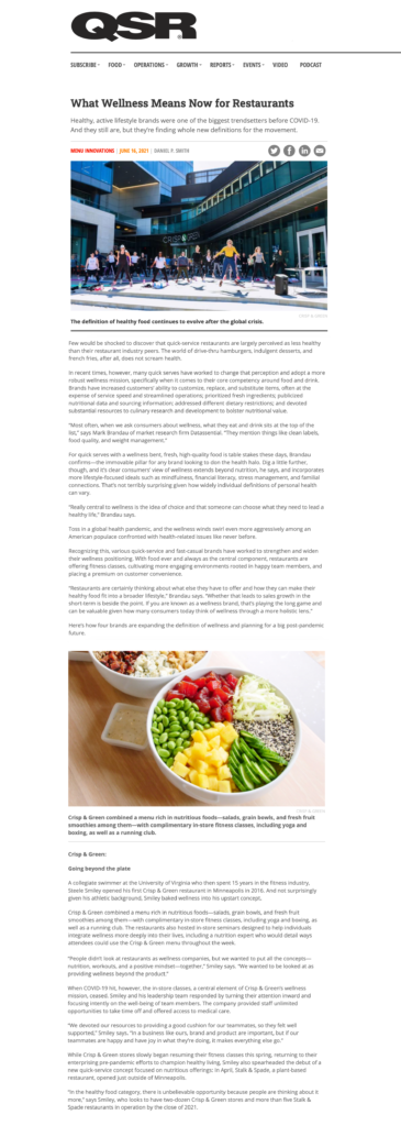 QSR - What Wellness Means Now for Restaurants | CRISP & GREEN